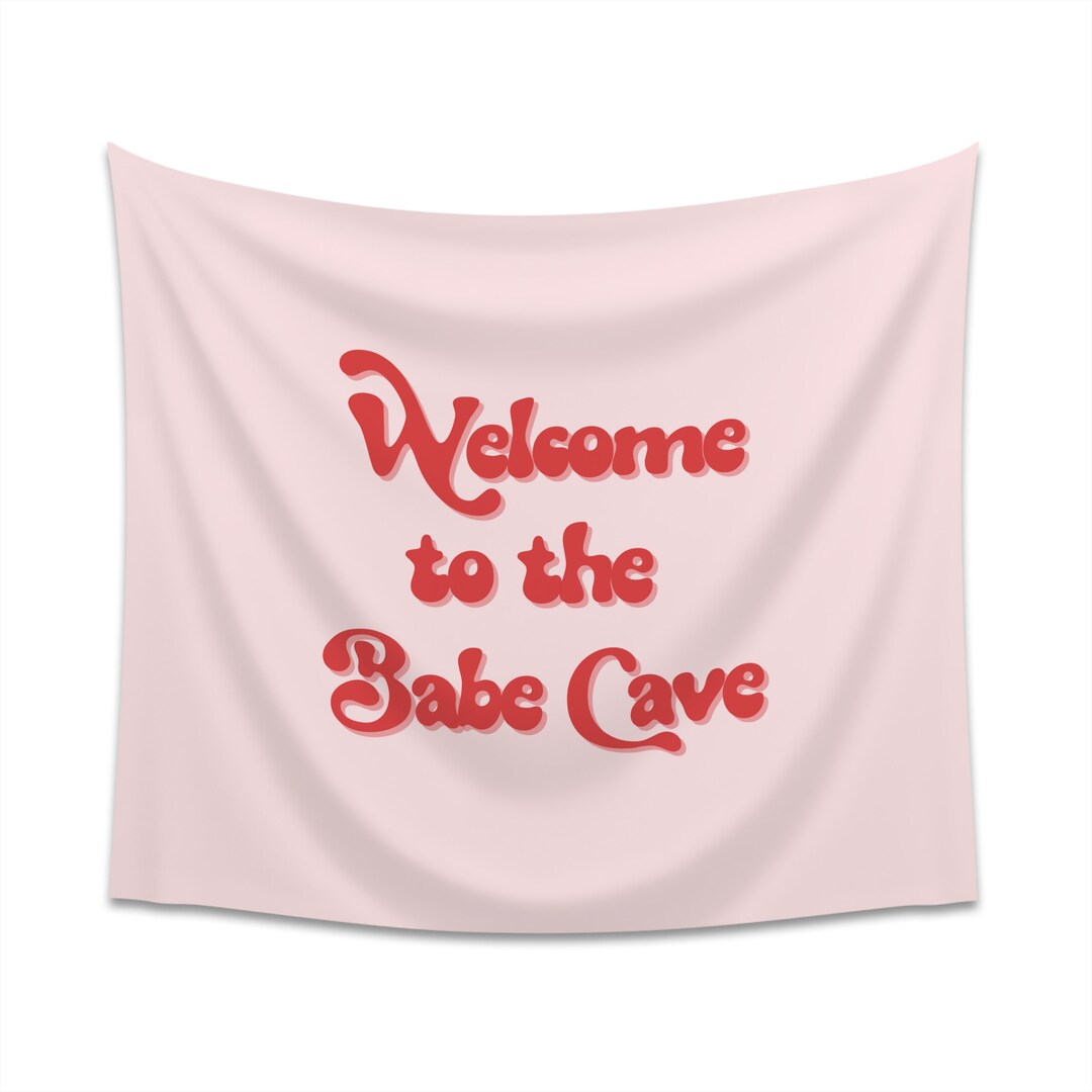 Welcome to the Babe Cave Wall Art Pink and Red Retro - Etsy