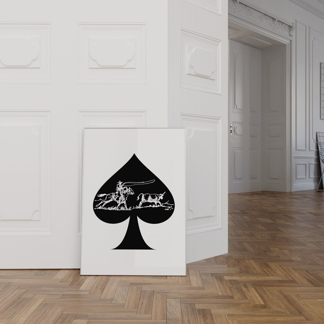 Cowboy Playing Card Digital Download, Vintage Cowboy Spade Art, Gothic ...