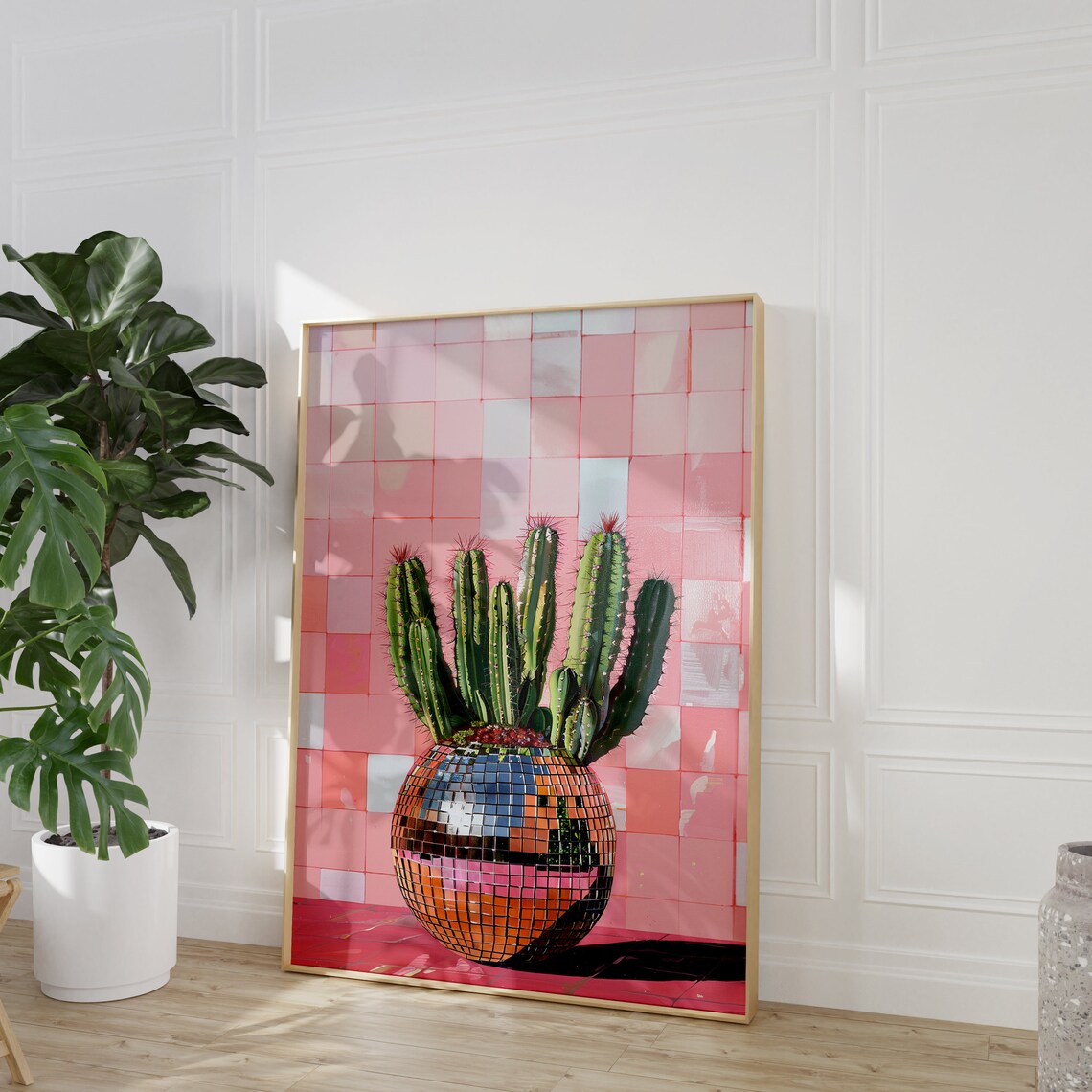 Disco Cactus Cowgirl Wall Art, Cowgirl Dorm Decor, Funky Disco Wall ...
