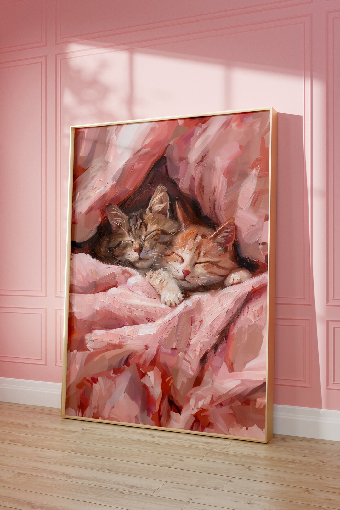 Sleeping Kitten Art Print, Cute Cat Poster, Cat Prints Wall Art, Preppy ...