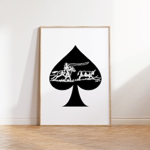 Cowboy Playing Card Digital Download, Vintage Cowboy Spade Art, Gothic ...