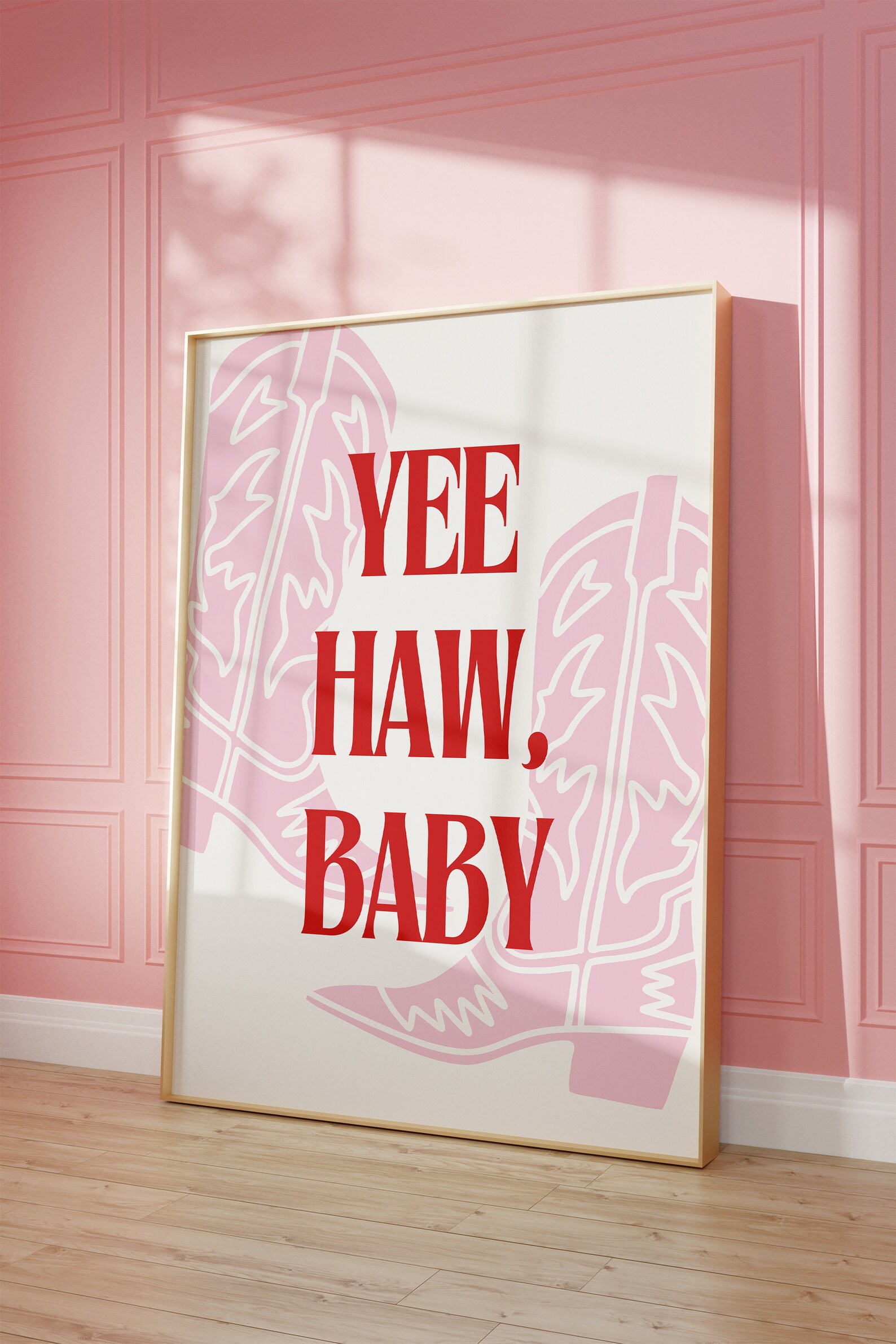 Yee Haw Cowboy Boots Art Print, Western Art Print, Preppy Cowgirl Decor ...