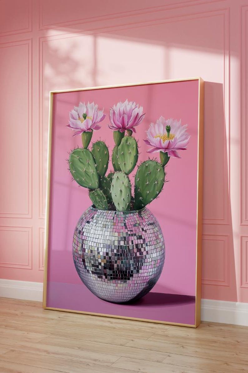 Disco Cactus Cowgirl Print: Funky Pink Room Decor (digital Download) - Etsy