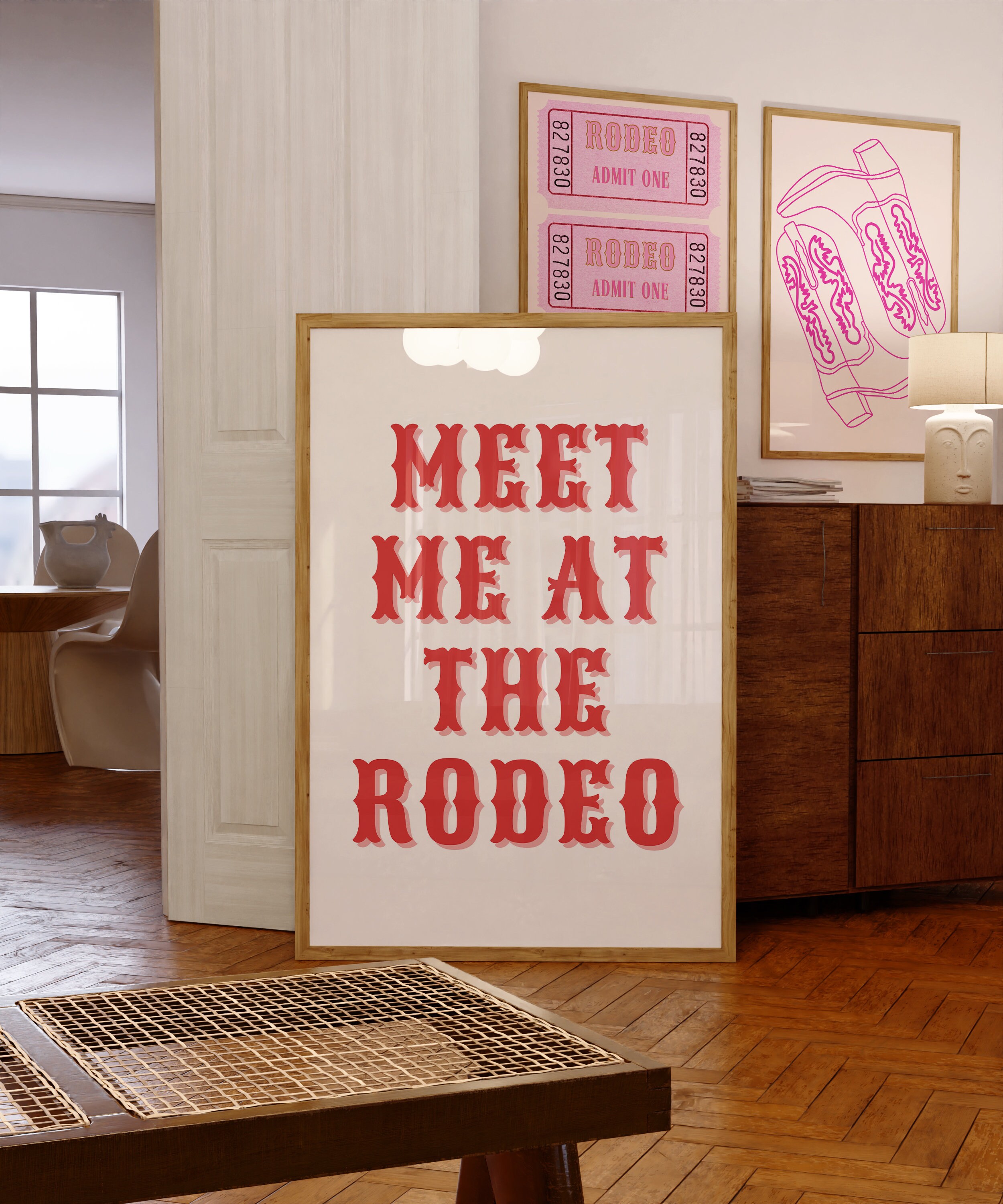 Meet Me at the Rodeo Red and White Trendy Wall Art Print Coastal ...