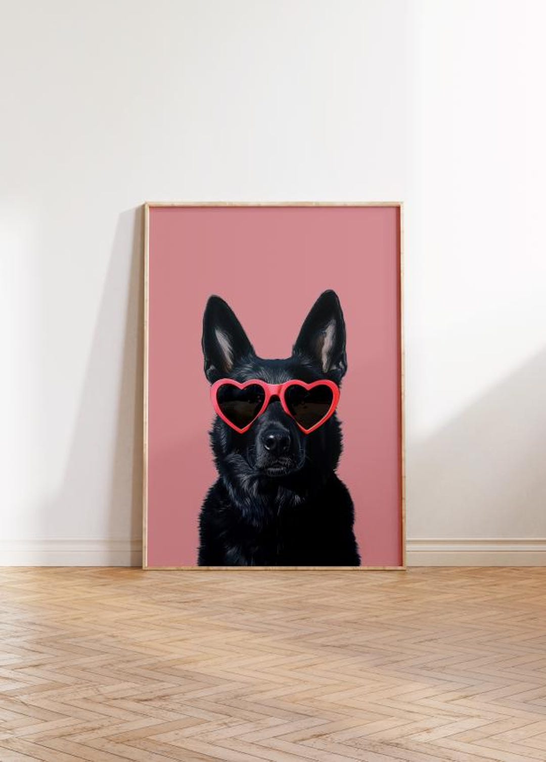Printable Pink German Shepherd Print, Funky Poster, Preppy Art, Cute ...