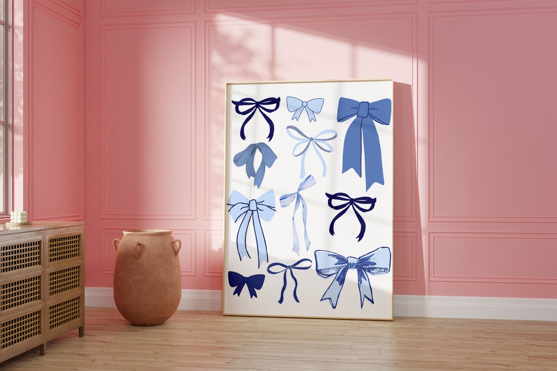 Blue Bow Coquette Hair Ribbon Coastal Cowgirl Decor Preppy - Etsy