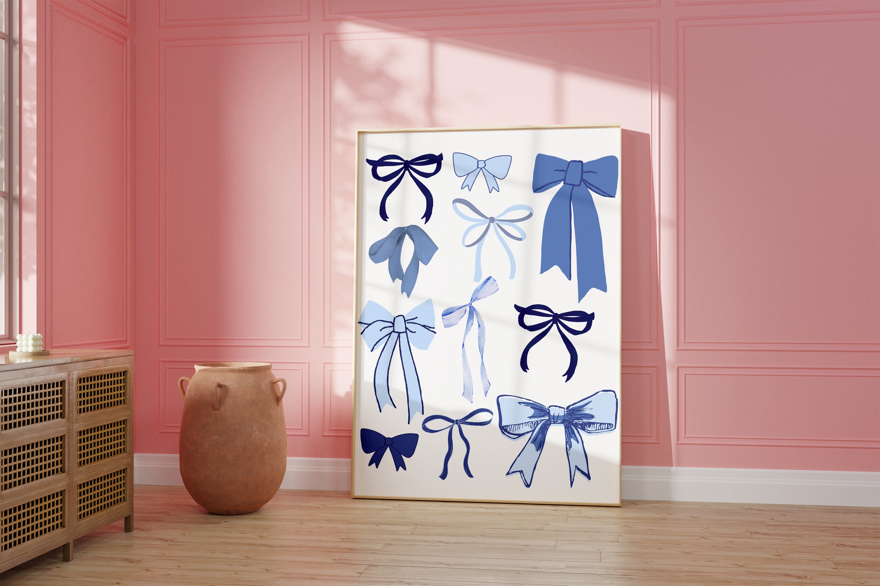 Blue Bow Coquette Hair Ribbon Coastal Cowgirl Decor Preppy - Etsy