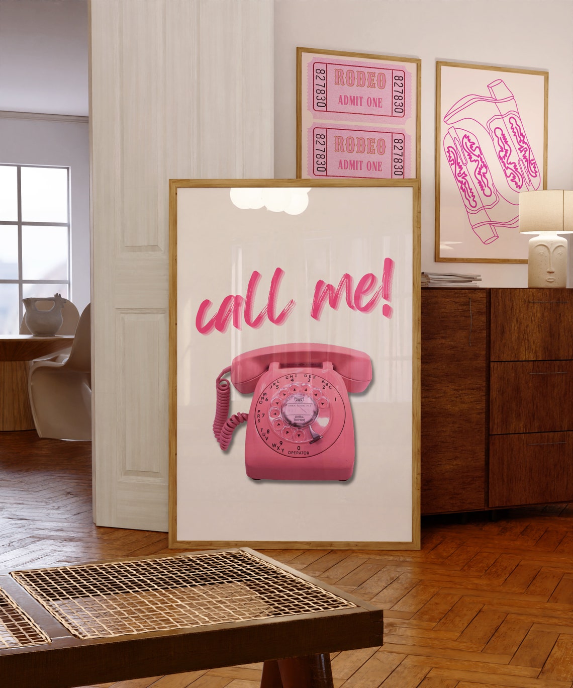 Call Me Pink Aesthetic Room Decor Retro Pink Phone Print - Etsy
