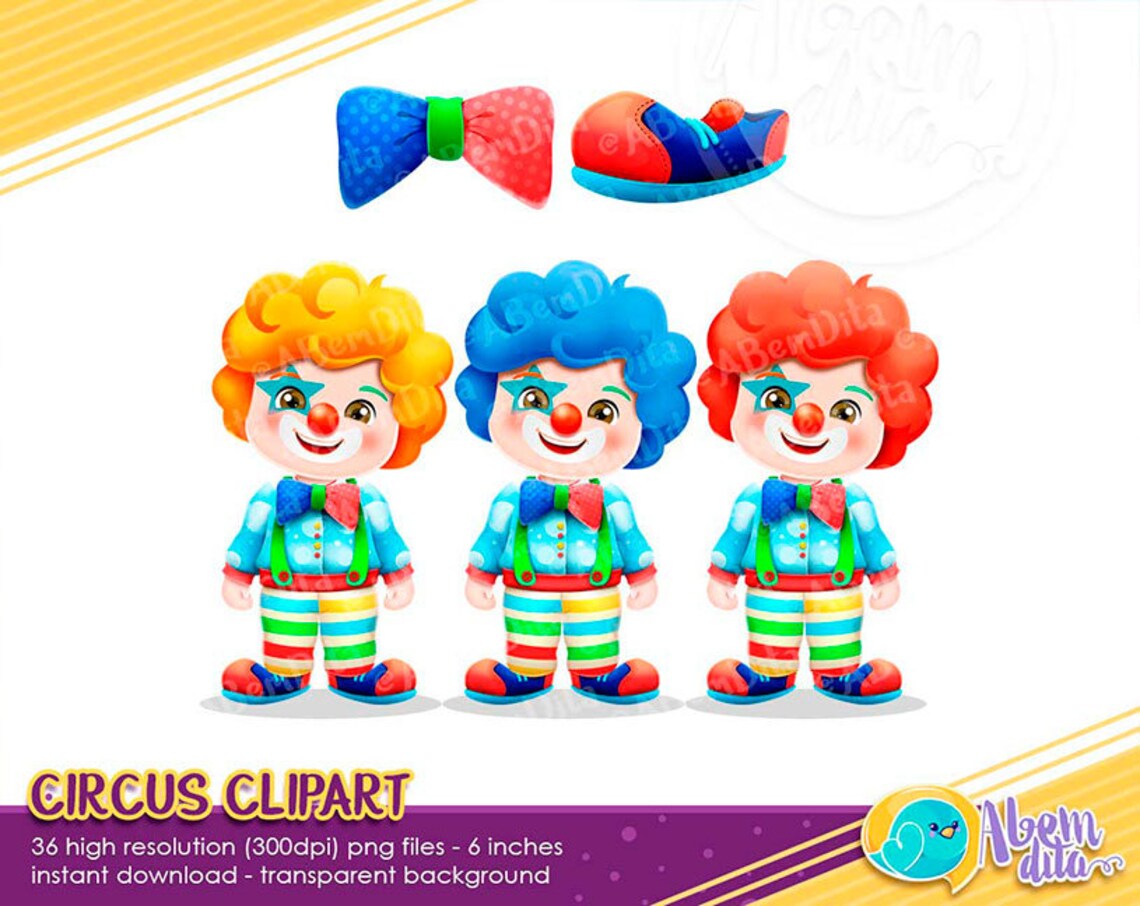 Cute Circus Clipart, Clown Clipart, Animals Clipart, Carnival Clipart ...