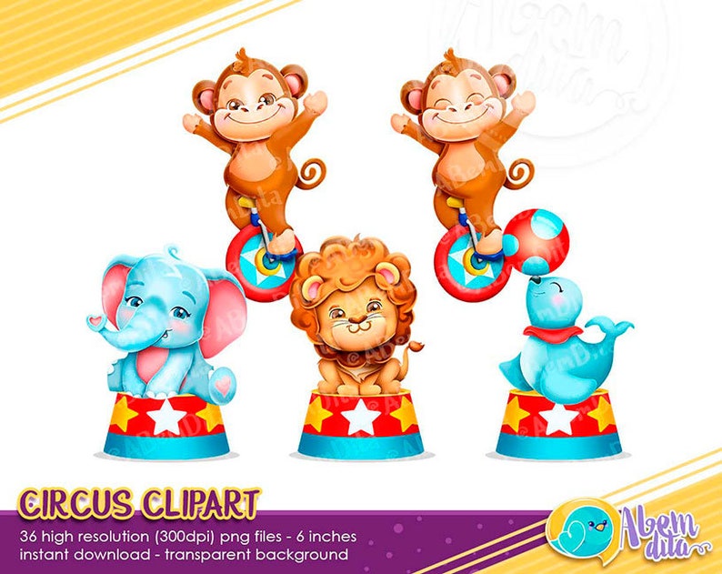 Cute Circus Clipart, Clown Clipart, Animals Clipart, Carnival Clipart ...