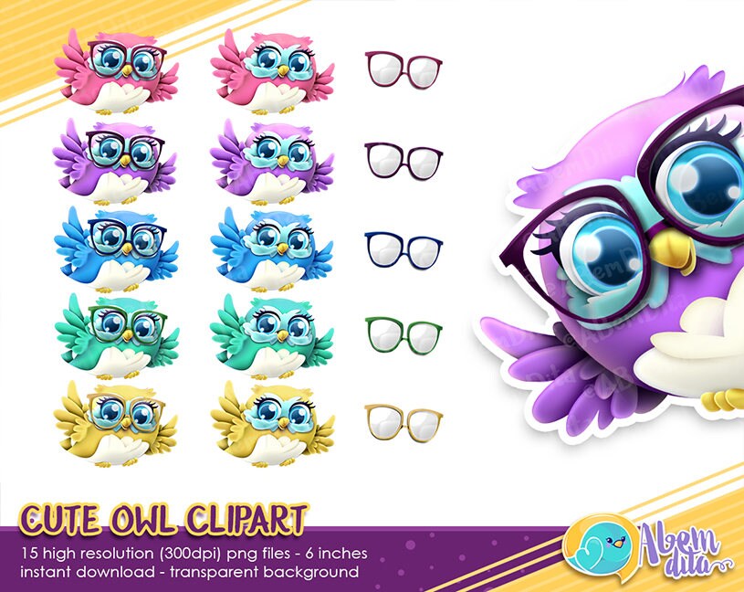Owl Clipart, Cute Owl Clipart, Bird Clipart, Girl Owl Clipart, Owl Clip ...