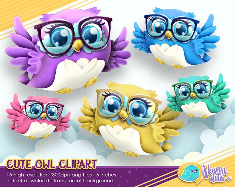 Uil Clipart, schattige uil Clipart, Bird Clipart, meisje uil Clipart ...
