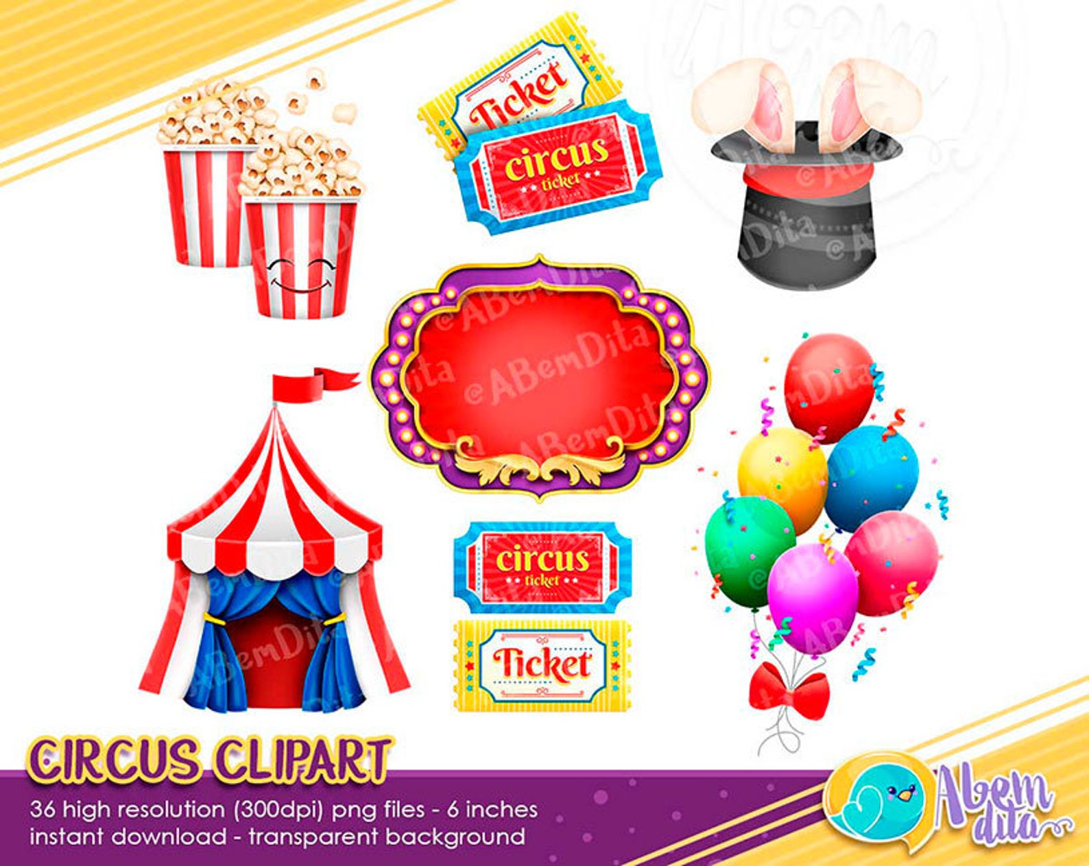Cute Circus Clipart, Clown Clipart, Animals Clipart, Carnival Clipart ...