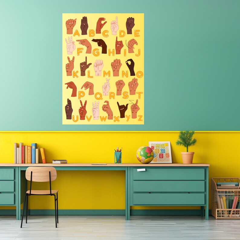 ASL Alphabet Poster: American Sign Language Classroom Art (digital ...