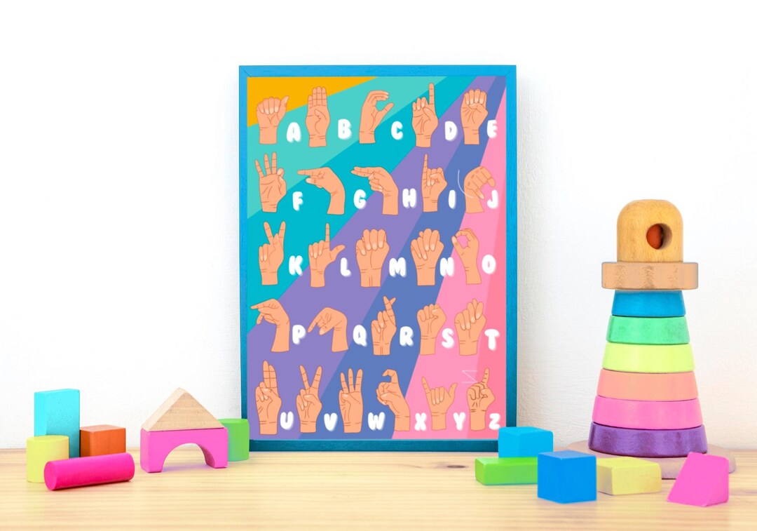 Sign Language Alphabet Poster Rainbow Classroom Decor Alphabet Posters ...