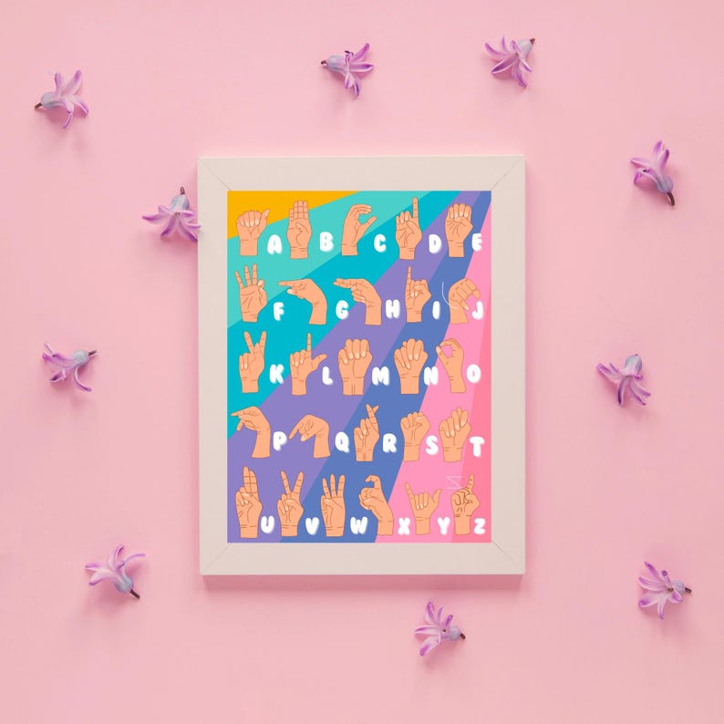 Sign Language Alphabet Poster Rainbow Classroom Decor Alphabet Posters ...