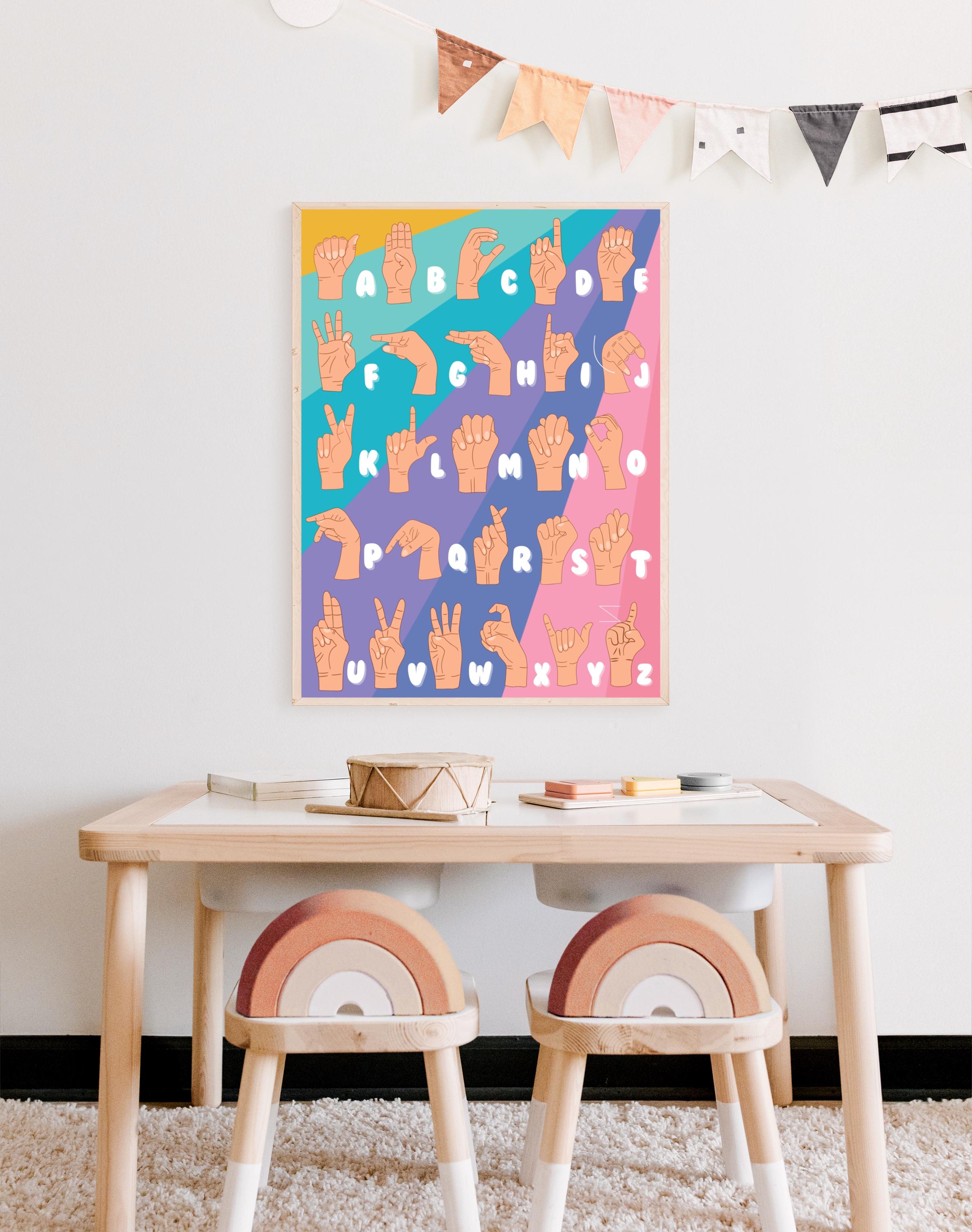 Sign Language Alphabet Poster Rainbow Classroom Decor Alphabet Posters ...