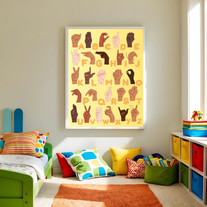 ASL Alphabet Poster: American Sign Language Classroom Art Print - Etsy