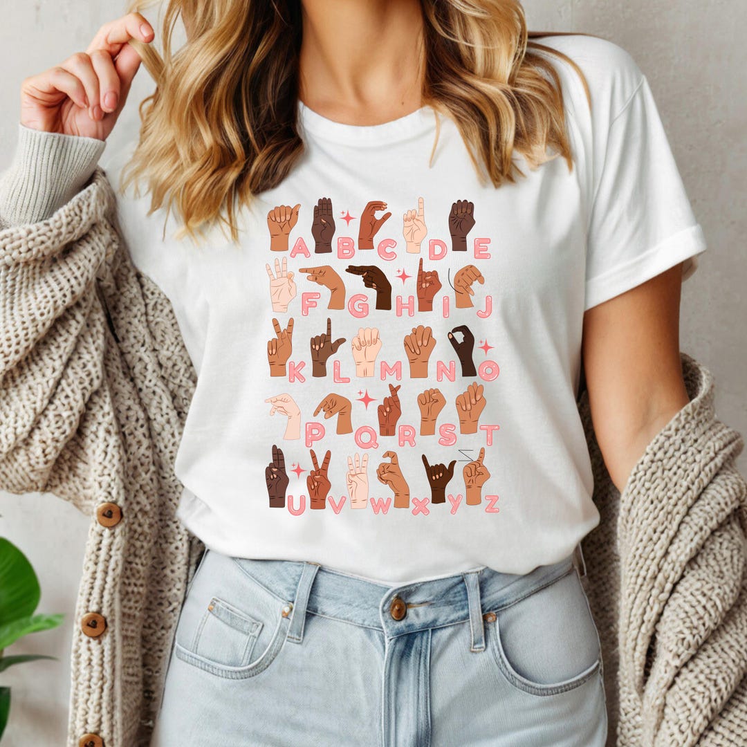 ASL Alphabet T-shirt, Sign Language Teacher Gift - Etsy