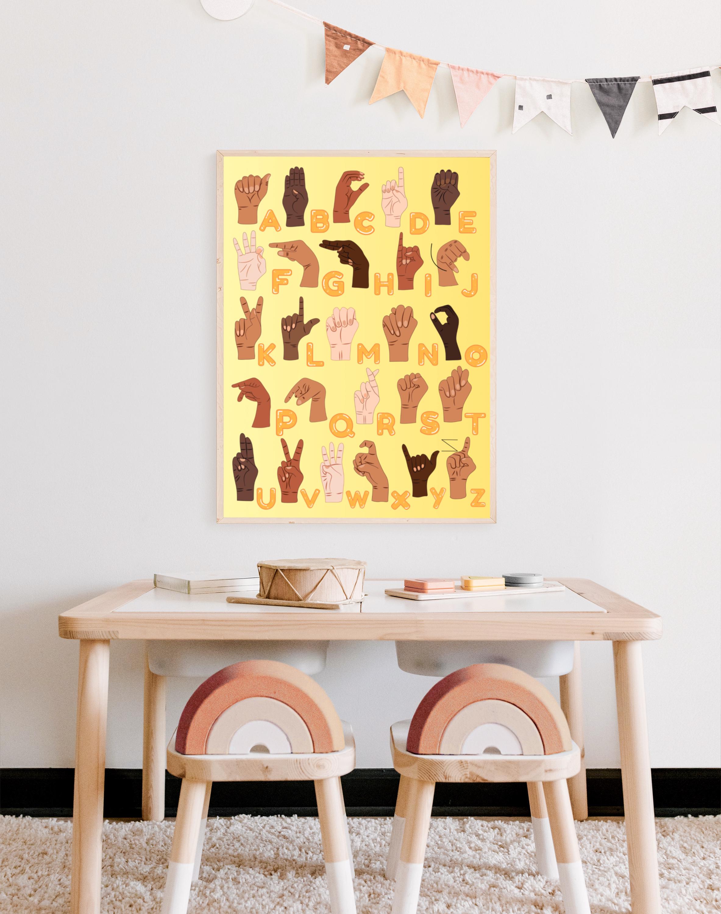 ASL Alphabet Poster: American Sign Language Classroom Art Print - Etsy