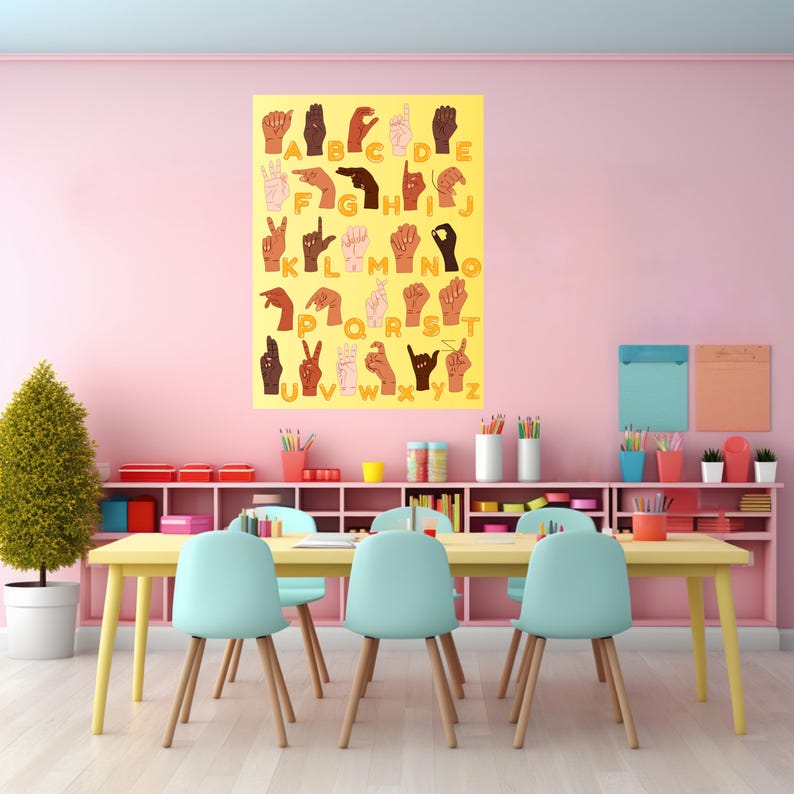 ASL Alphabet Poster: American Sign Language Classroom Art (digital ...