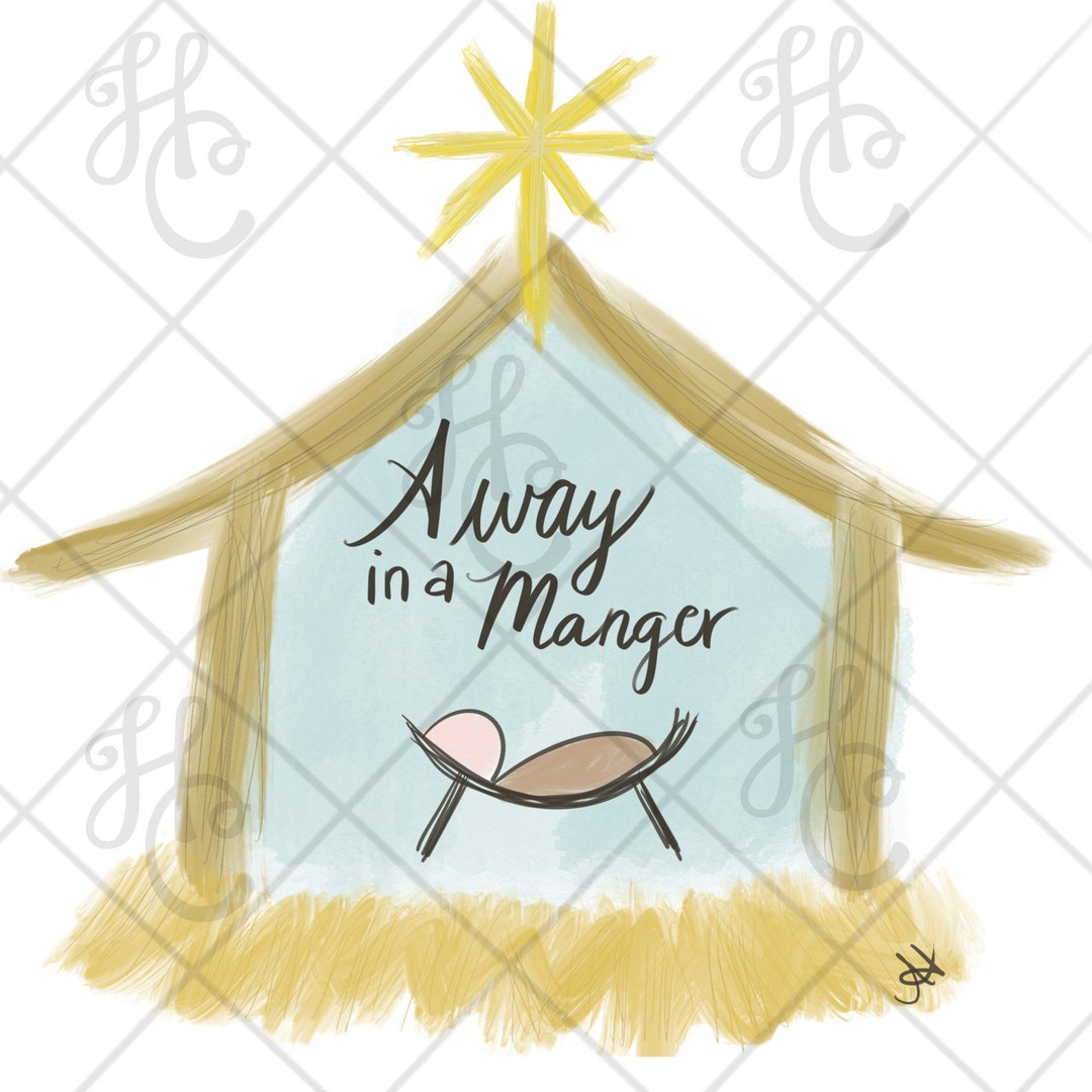 Hand Drawn Manger Scene - Etsy