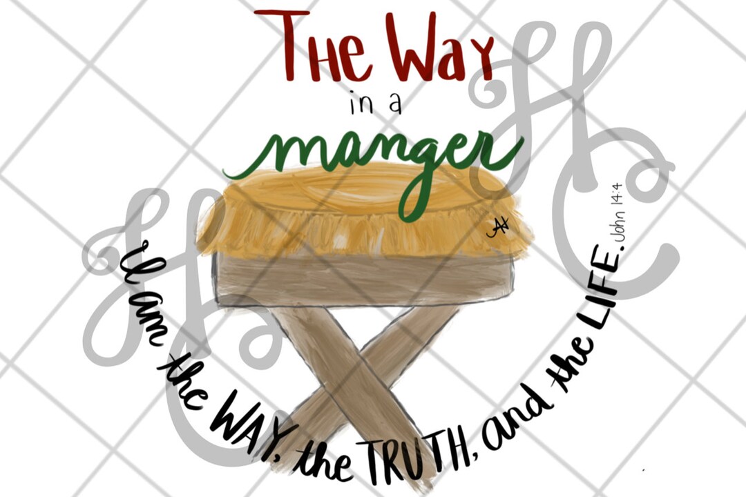 Hand Drawn Manger Scene With Scripture - Etsy