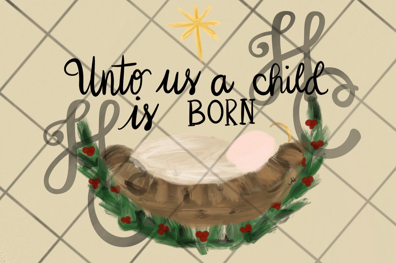 Hand Drawn Manger Scene - Etsy