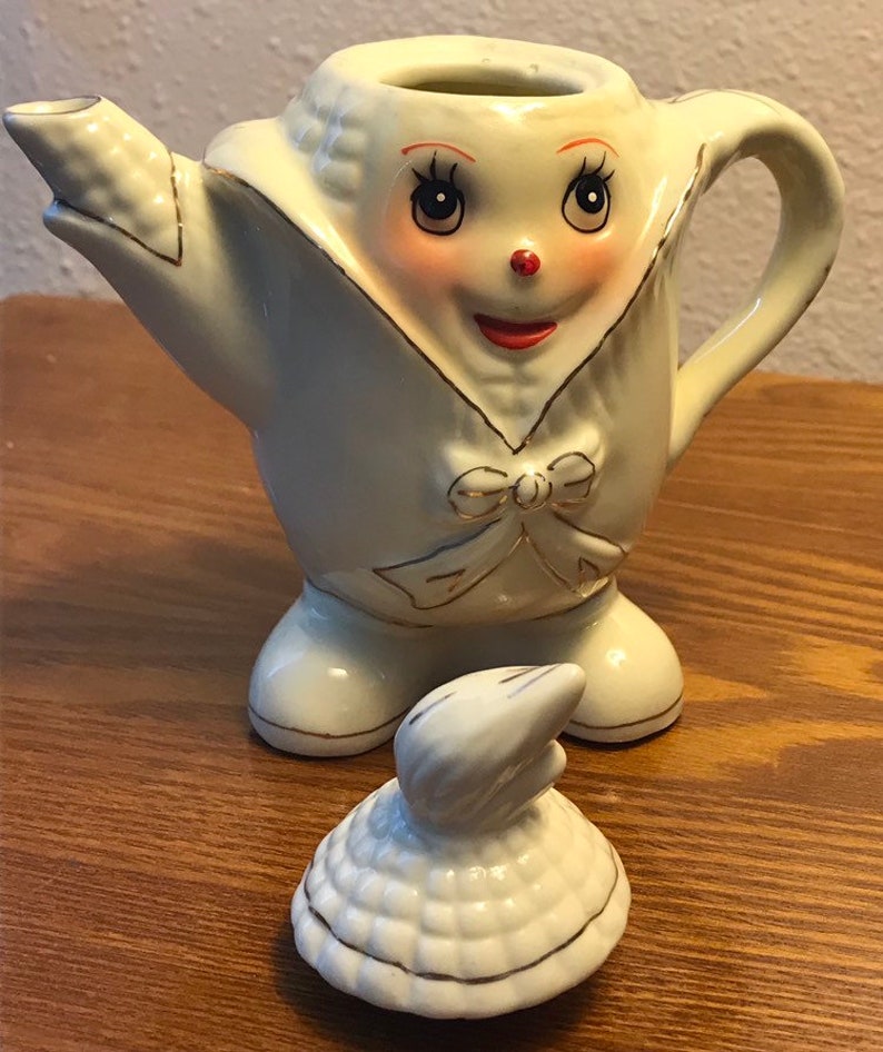 Vintage Lefton Corn-cob Shaped Anthropomorphic Ceramic Tea-pot With Lid ...