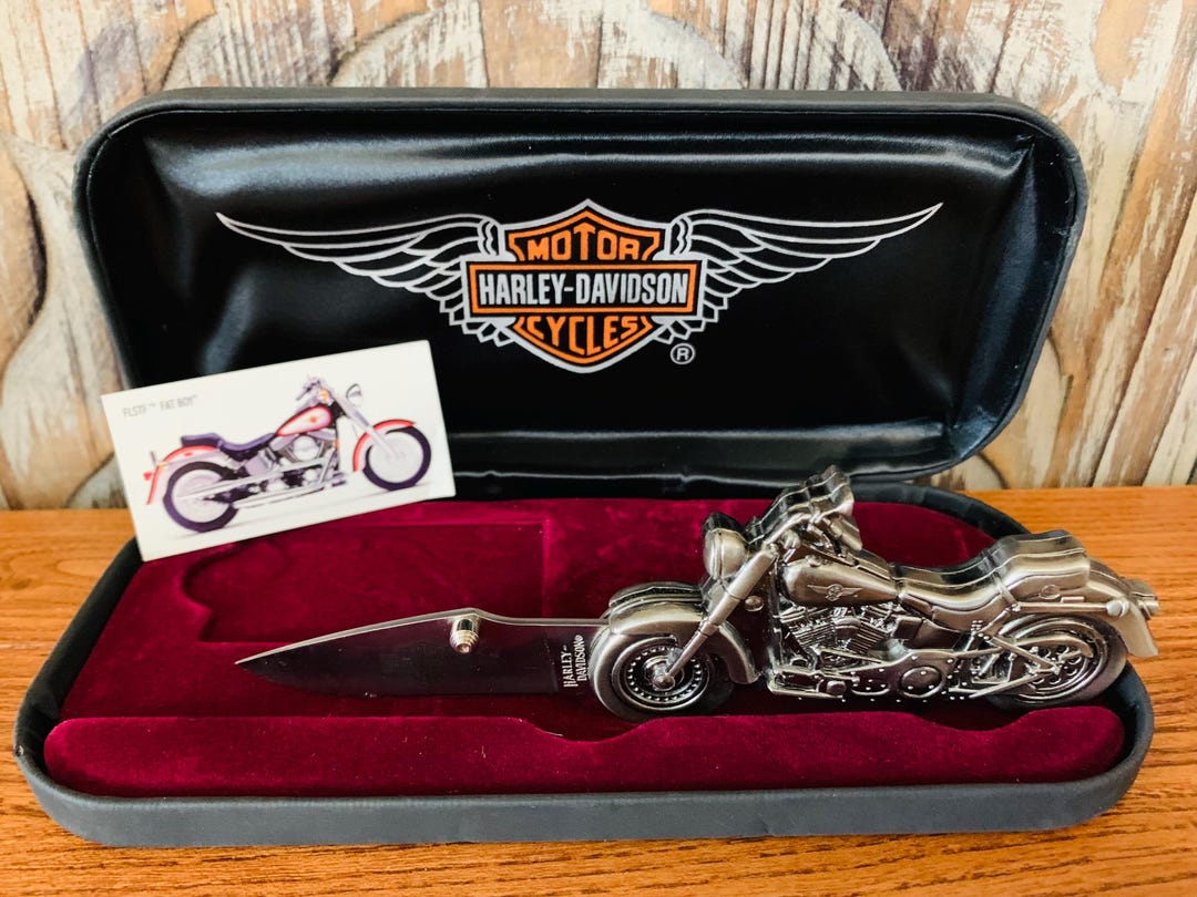Vintage Harley Davidson FLSTF Fat Boy Die-cast Motorcycle Knife With ...