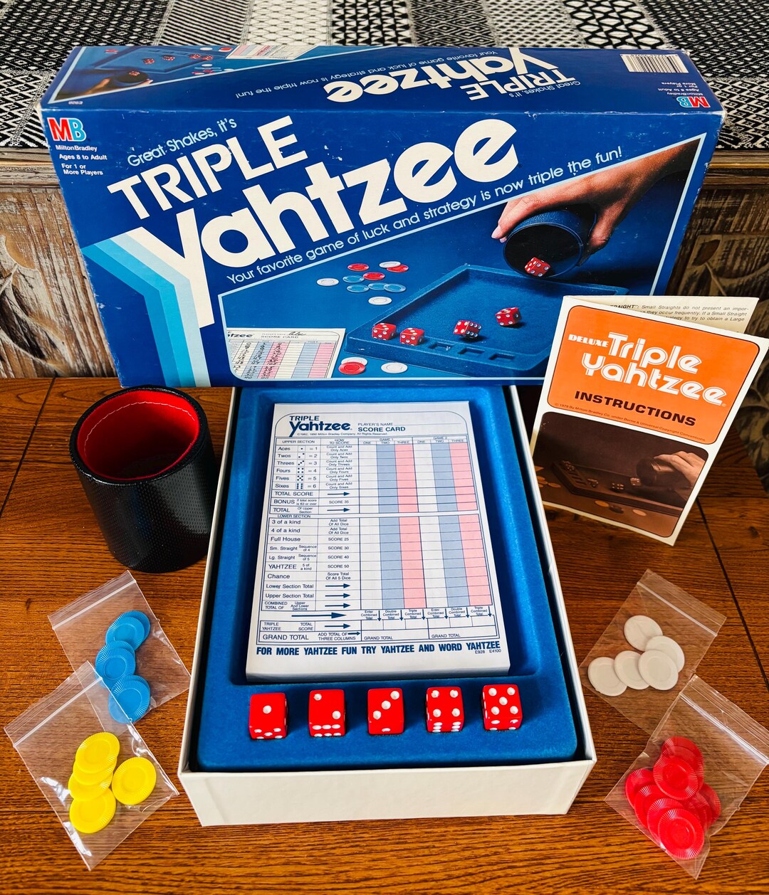 Vintage Triple Yahtzee Shake Dice Game by Milton Bradley - 1991 - Etsy