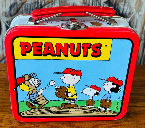 Vintage Peanuts Characters Mini Metal Lunchbox Baseba… - Gem