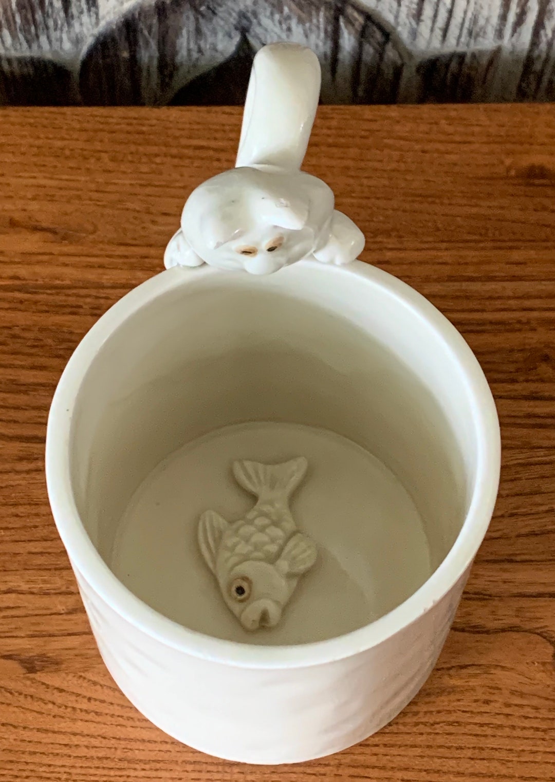 Vintage Fitz and Floyd Catnap Mug cat and Fish 3D Figural Ceramic ...