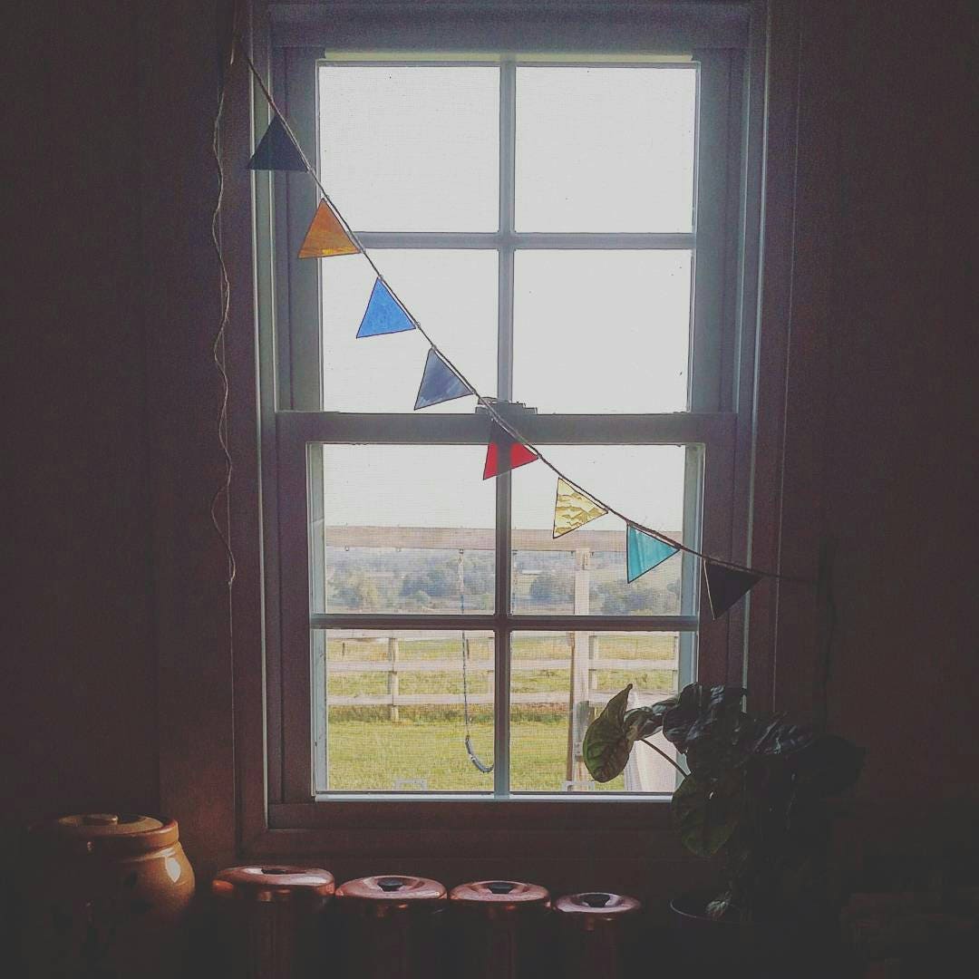 Multi-colored Stained Glass Bunting- Window Decor- Wall Decor- Window ...