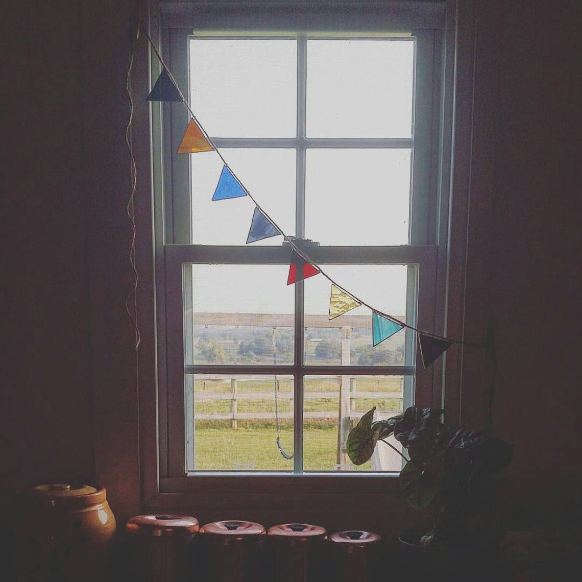 Multi-colored Stained Glass Bunting Window Decor Wall Decor - Etsy