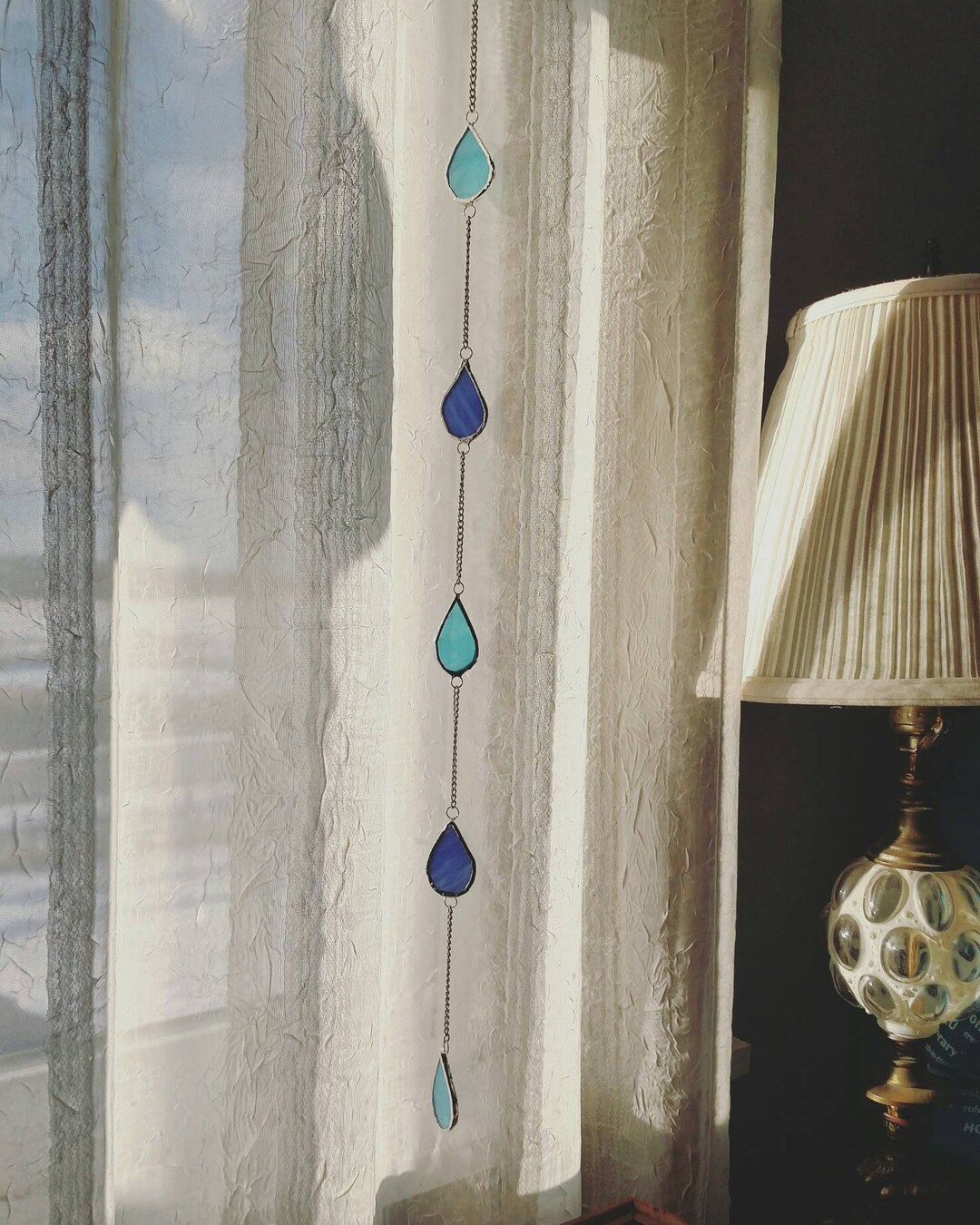 Glass Raindrops Suncatcher- Stained Glass Suncatcher Strand- Bohemian ...