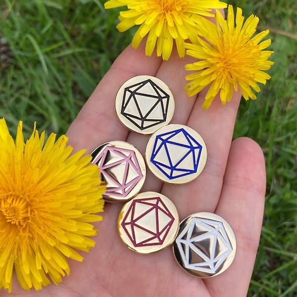 D20 Enamel Pin - Etsy