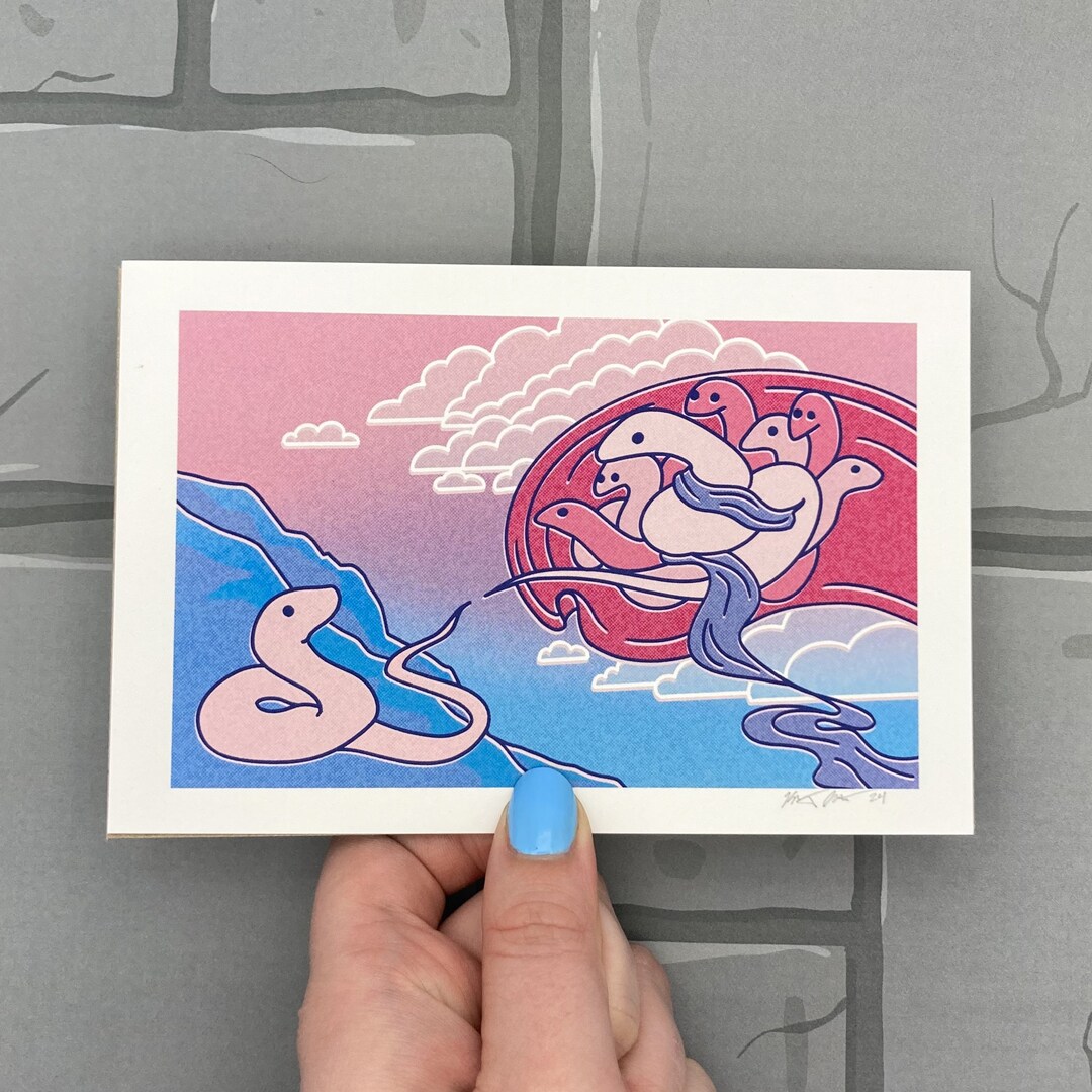 Creation of Adam Snakes Postcard Print - Etsy