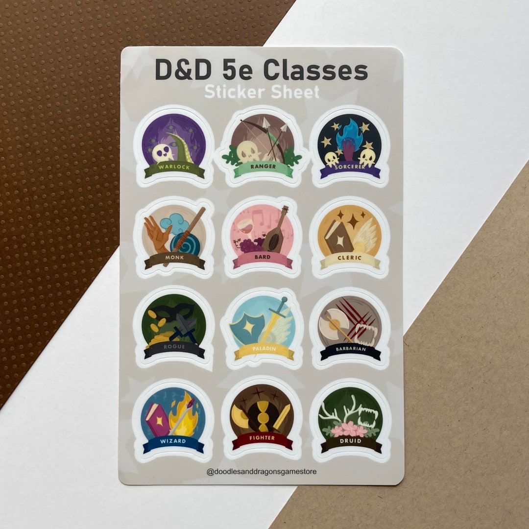 D&D Class Sticker Sheet - Etsy