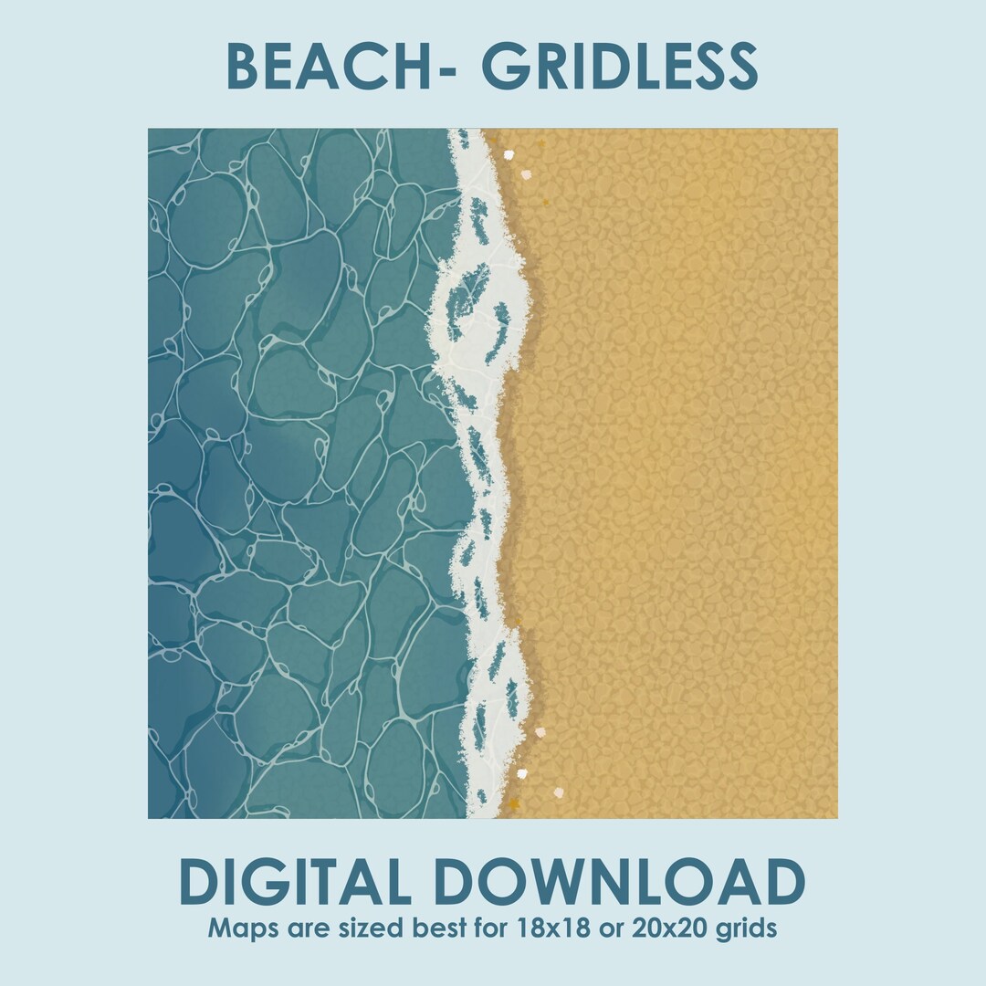 Beach Digital Map - Gridless (DIGITAL DOWNLOAD) - Etsy