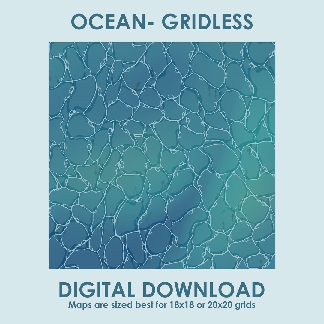 Ocean Digital Map Gridless DIGITAL DOWNLOAD - Etsy