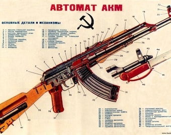 Nice Color Poster Soviet Russian AK74 Rifle 5.45x39mm | Etsy