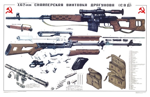 Color Poster Soviet Russian SVD Dragunov Sniper Rifle USSR - Etsy