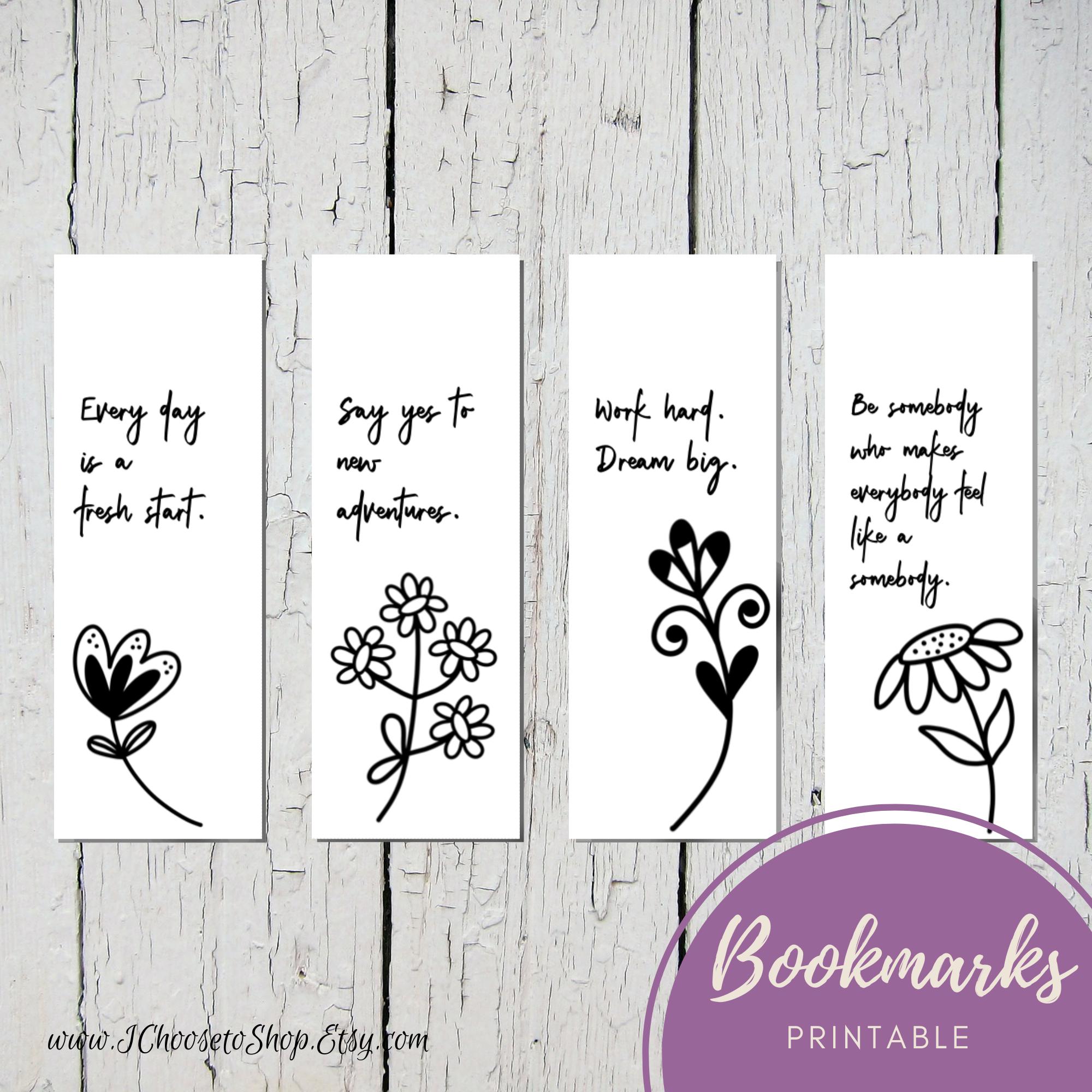 Printable Inspirational Bookmarks, Set of Four Bookmarks - Etsy