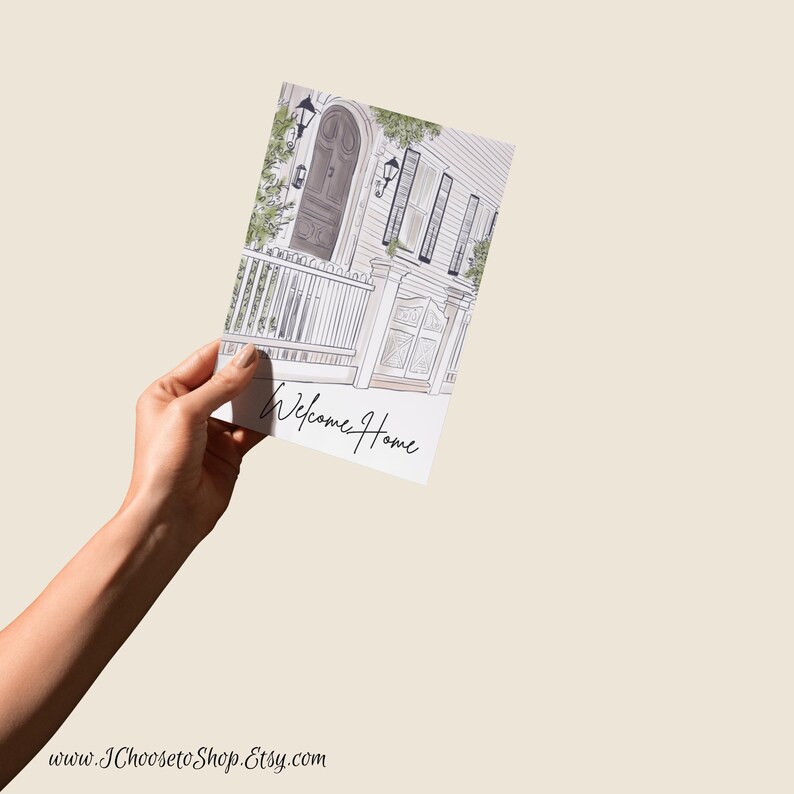 Welcome Home Folded Note Cards, Watercolor Stationery Set for Realtor ...
