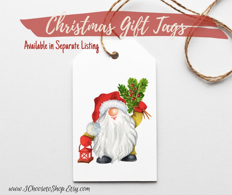 Printable Gnome Christmas Gift Tags, Party Favor Tags - Etsy