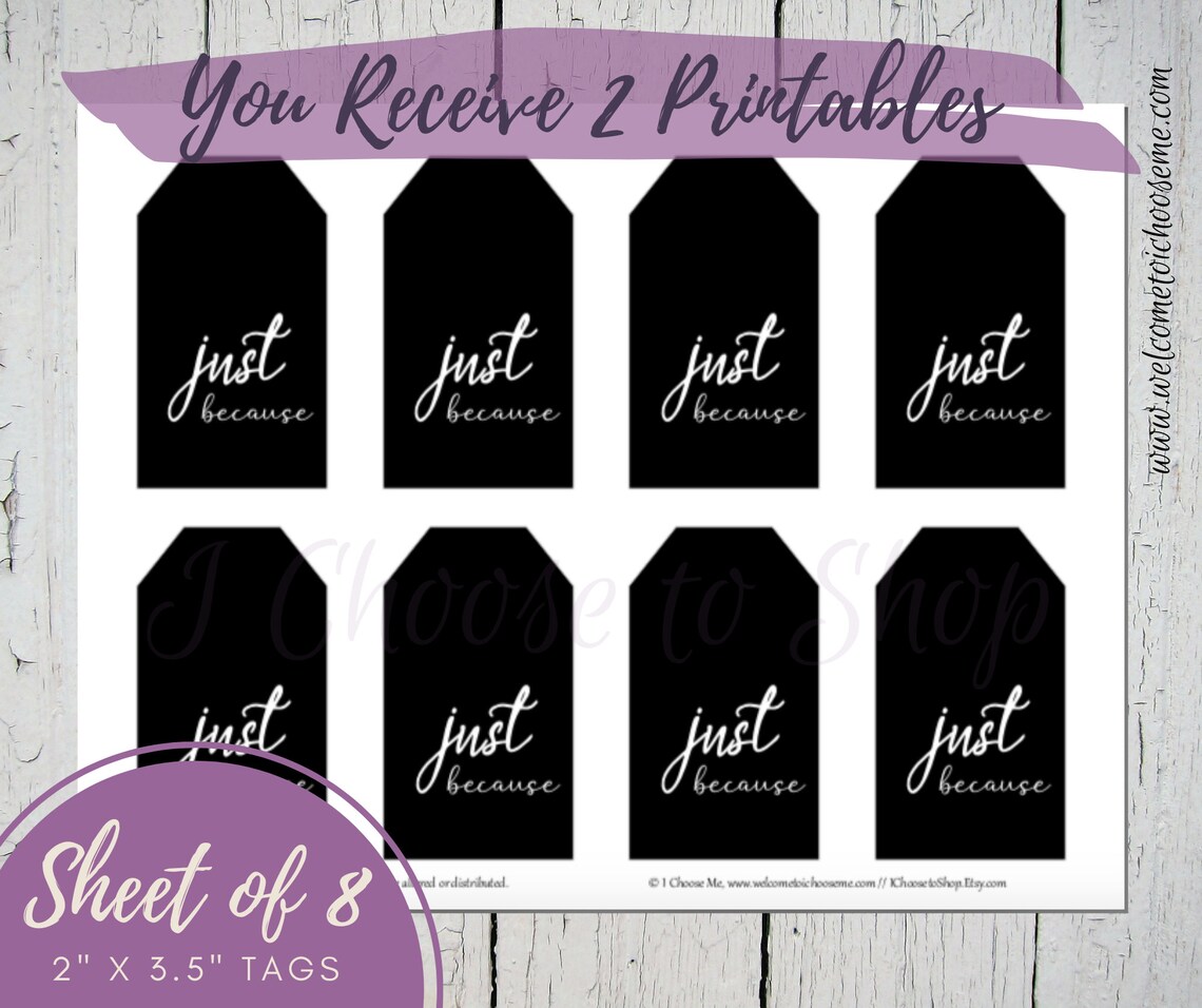 Printable Just Because Gift Tags, Party Favor Tags - Etsy