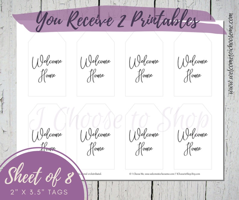 Printable Welcome Home Gift Tags, Party Favors Tags - Etsy