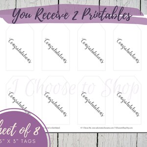 Printable Congratulations Gift Tags Party Favor Tags | Etsy