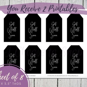 Printable Get Well Soon Gift Tags, Party Favors Tags - Etsy